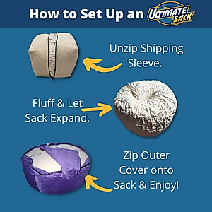 ULTIMATE SACK 5ft Bean Bag Chair & Footstool, Oversize Bean Bag Chair for Adults, Comfy Chair Bean Bag Couch Lounge Sofa Loveseat Furniture | Grey Suede