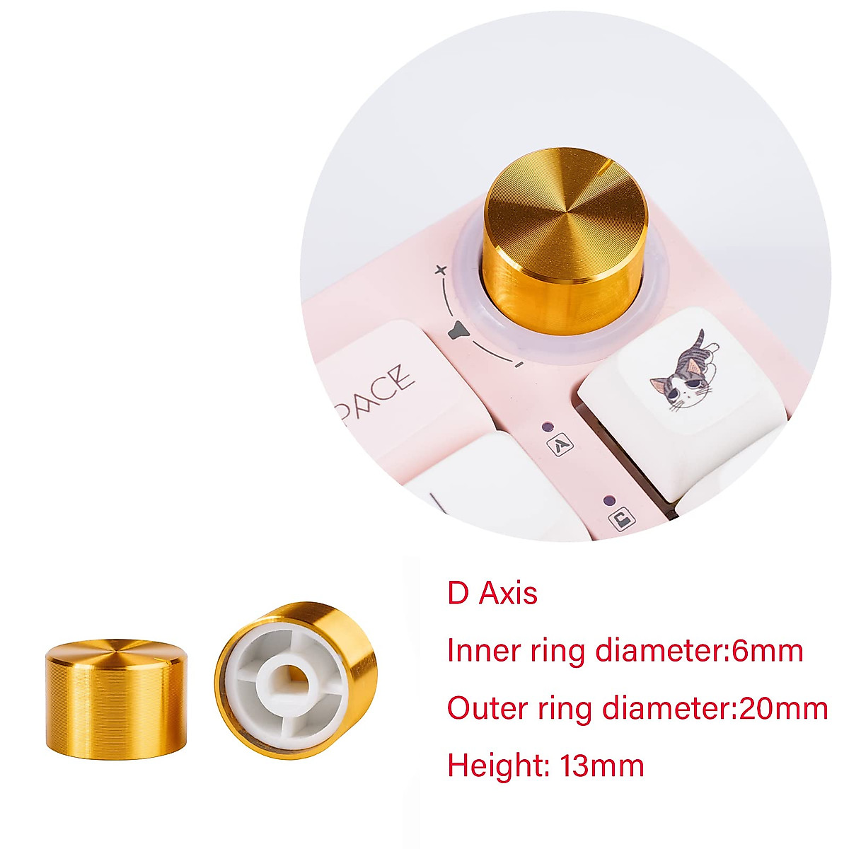 ROZELLA HOME Suitable for TM680/KT68/GK68 Upgrade Knob 2 PCs Pack, Aluminum Alloy, Upscale Electroplating, Mechanical Keyboard Upgrade Accessories(Gold)