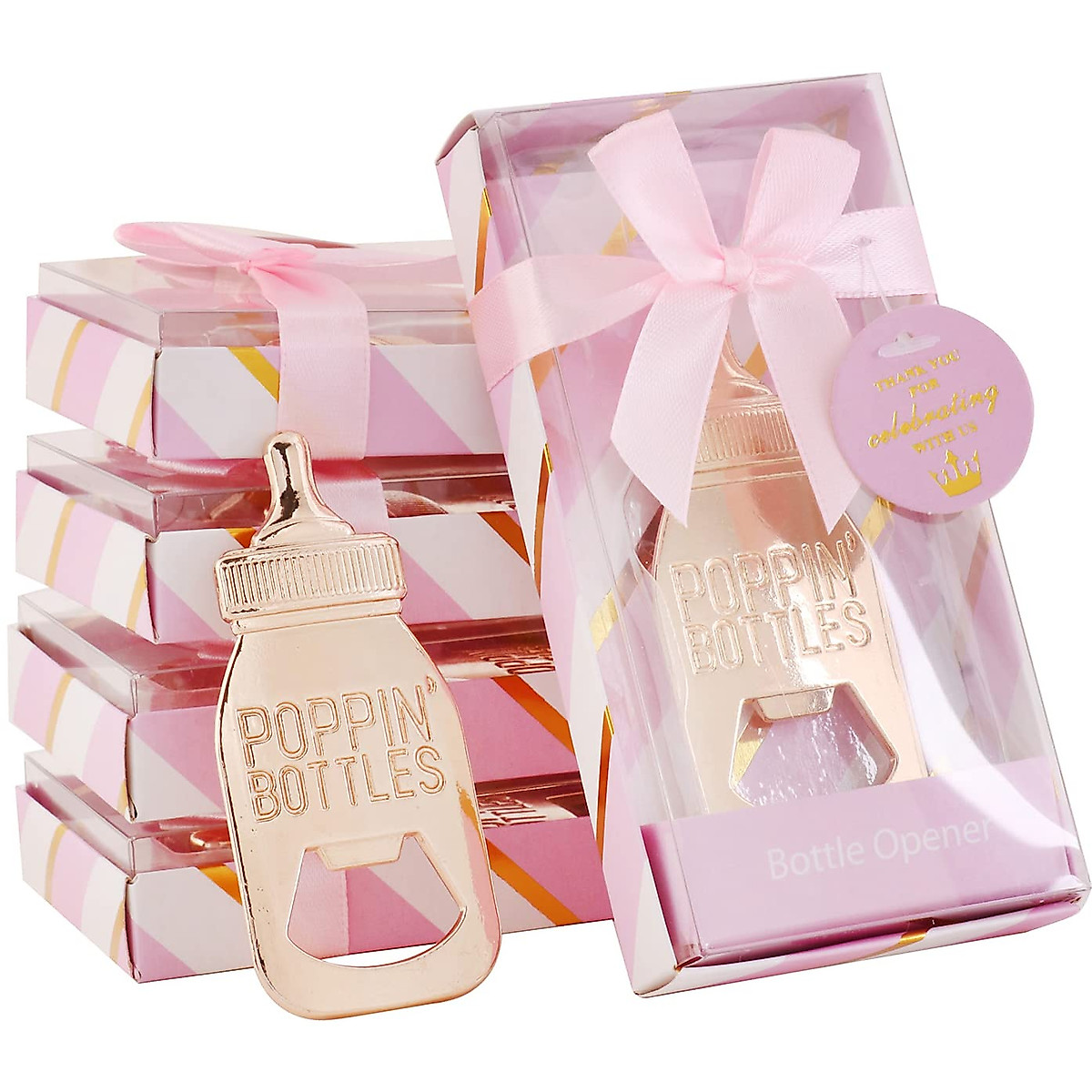 24 Pcs Poppin Bottle Openers for Baby Shower Favors,Gifts and Decorations，Bottle Opener for Girl Baby Shower Souvenirs for Guest/Pink Girl Baby Shower Decor Supplies (Baby Pink, 24)