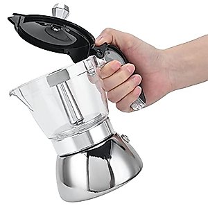 Horoper Stovetop Coffee Maker,Stainless Steel Moka Pot, 4 Cup Stainless Steel Coffee Maker Stovetop Moka Pot Coffee Maker Kitchen Supplies