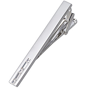 Jonwo Men's Crystal Tie Clip Silver Tone Tie Bar for Gentleman Regular Necktie Tie Clip for Business Anniversary (White Crystal)