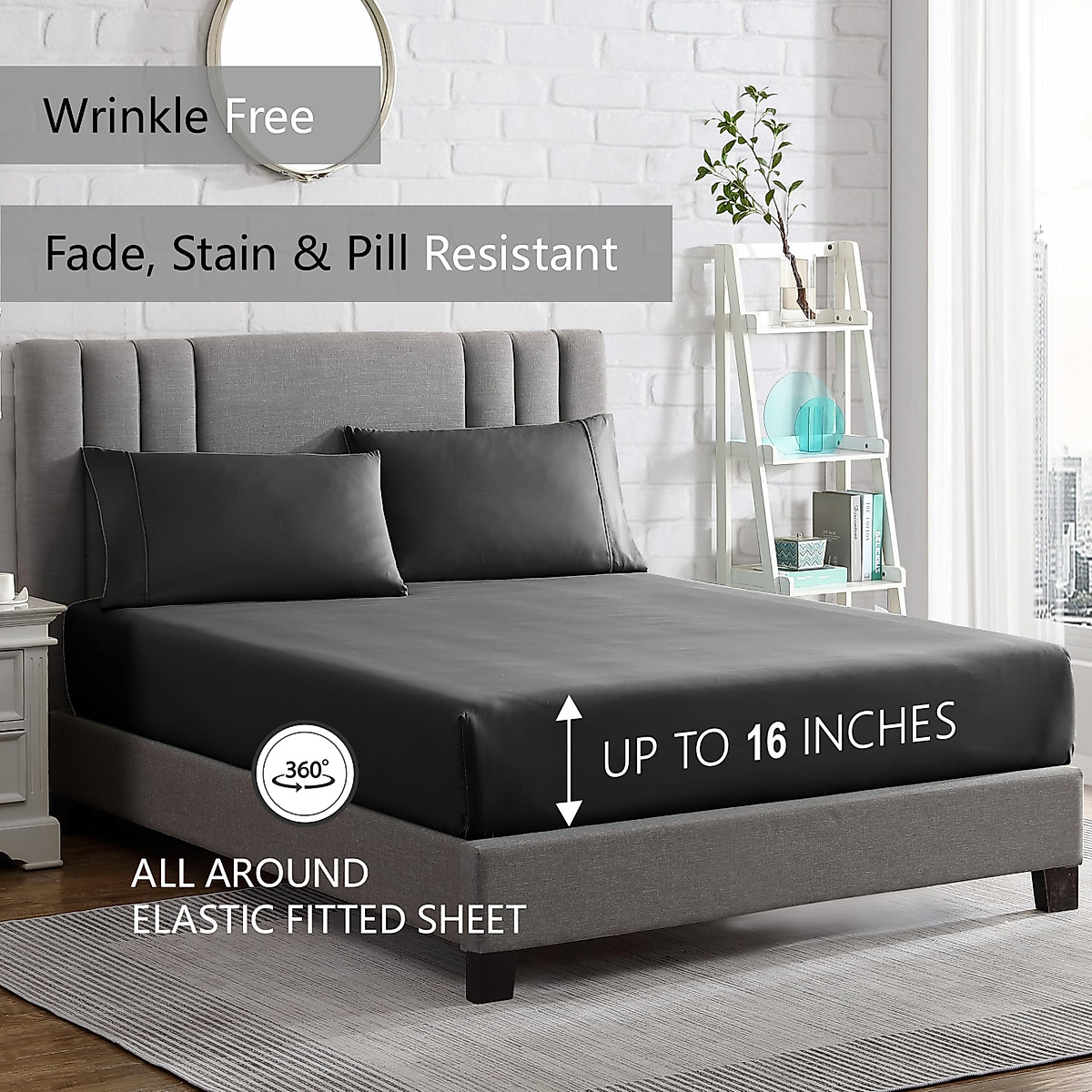 American Home Collection King Sheet Sets - Ultra-Soft Microfiber Bed Sheets - Wrinkle - Resistant, Breathable, Deep Pockets - Dark Gray