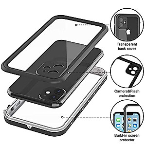 ZWWADR iPhone 11 Waterproof Case with Screen Protector Full Body Protector Shockproof Dustproof Dirtproof Heavy Duty IP68 Waterproof Case for iPhone 11(6.1inch) (Clear)