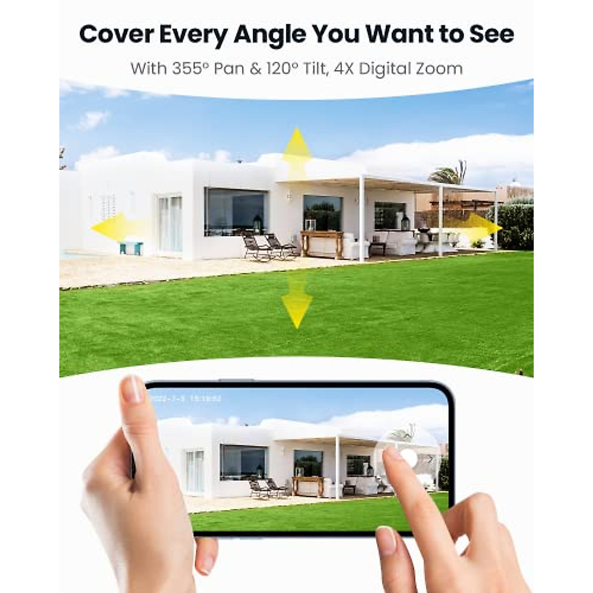 ieGeek Security Cameras Wireless Outdoor - Smart 2K Solar WiFi Camera System with 360°PTZ for Home Surveillance, Battery Powered Cam with Night Vision, Motion Sensor, Spotlight, AI, Works with Alexa