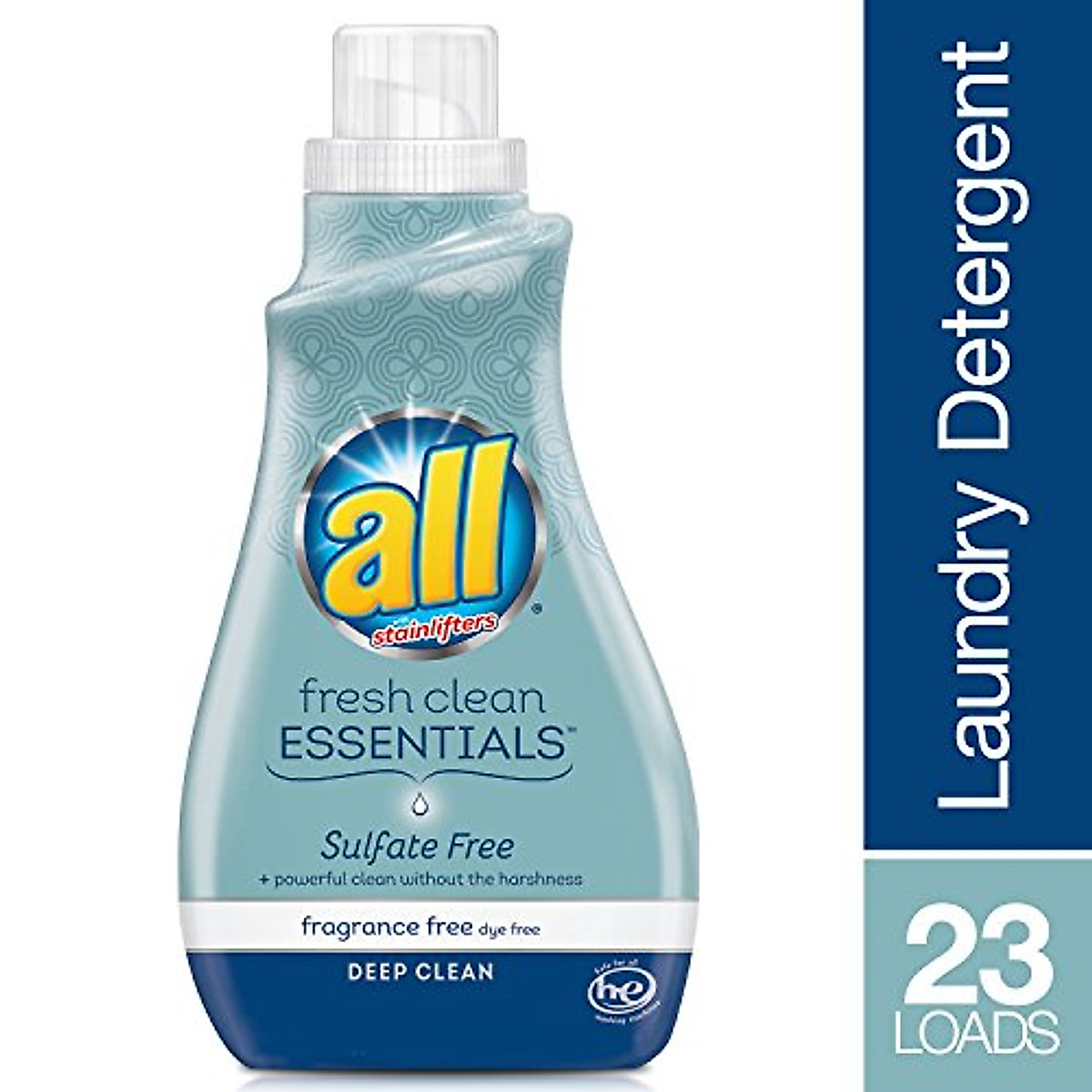 all Fresh Clean Essentials Laundry Detergent, Sulfate Free and Fragrance Free, 30 Fl Oz (Pack of 1)