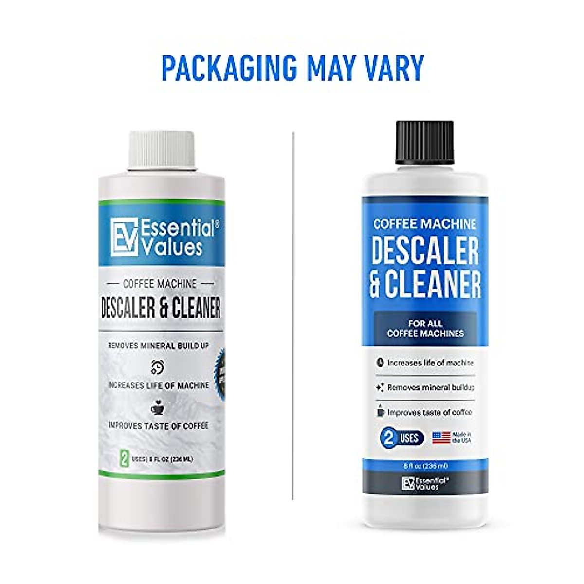 Universal Descaling Solution 2 Pack, (2 x 236ml / 4 Uses Total), Compatible with Breville, L'OR, Sage, Nespresso, Delonghi Single Use Coffee & Espresso Machines, Coffee Machine Descaler