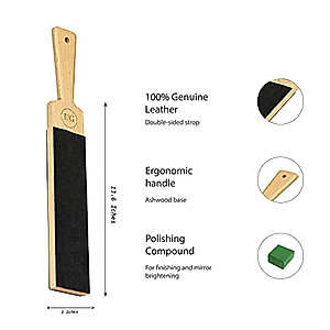 E & G Leather Strop for Knife Sharpening - Leather strop Kit with Sharpening Stropping Compound - Get Razor-Sharp Edges with Knife Stropping Compound Kit Black