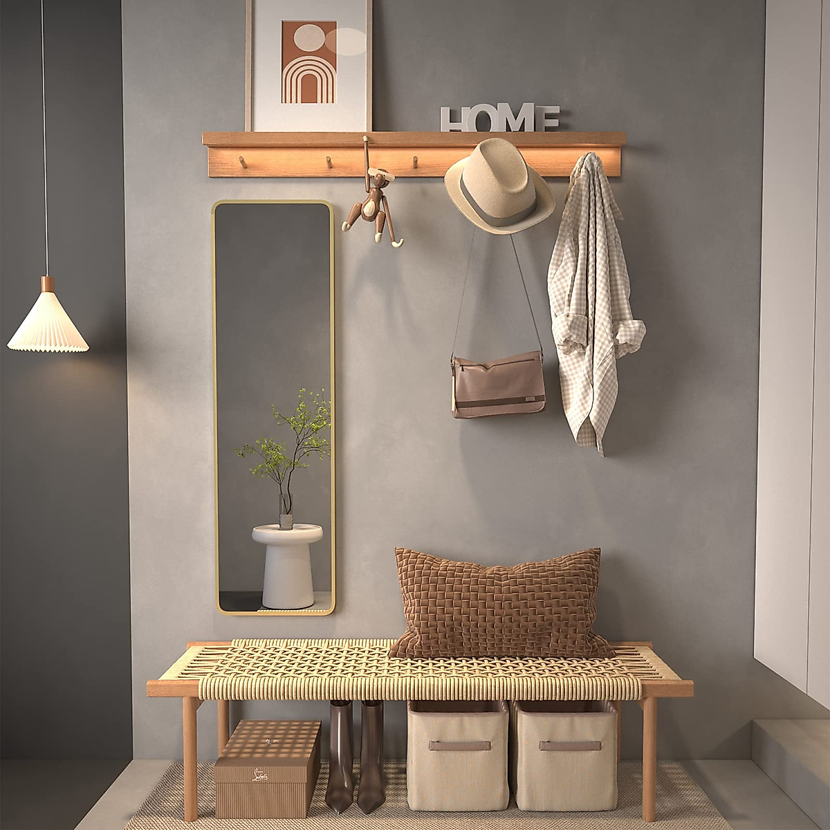 Giftgarden 47"x14" Gold Full Length Mirror Aluminum Framed, Modern Long Wall Mirror Tall Full-Body, Wall Mounted or Over The Door Hanging for Bedroom Closet Bathroom, Golden