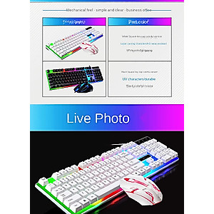 G21B Keyboard and Mouse Set USB Wired Gaming Keyboard Mouse Combo Gamer Desktop Mouse Keyboard Set White