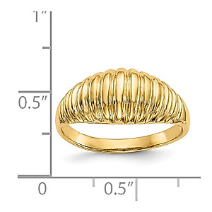 Jewels By Lux 14K Yellow Gold High Polished Ribbed Dome Ring