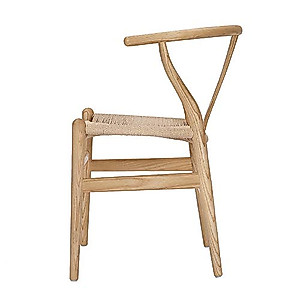 VODUR Wishbone Chair Natural Solid Wood Dining Chairs/Hans Vegner Y Chair Rattan and Wood Accent Armrest Chair (Ash Wood + Natural Wood Color)