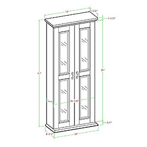 Walker Edison 4 Tier Shelf Living Room Storage Tall Bookshelf Cabinet Doors Home Office Tower Media Organizer, 41 Inch, Grey