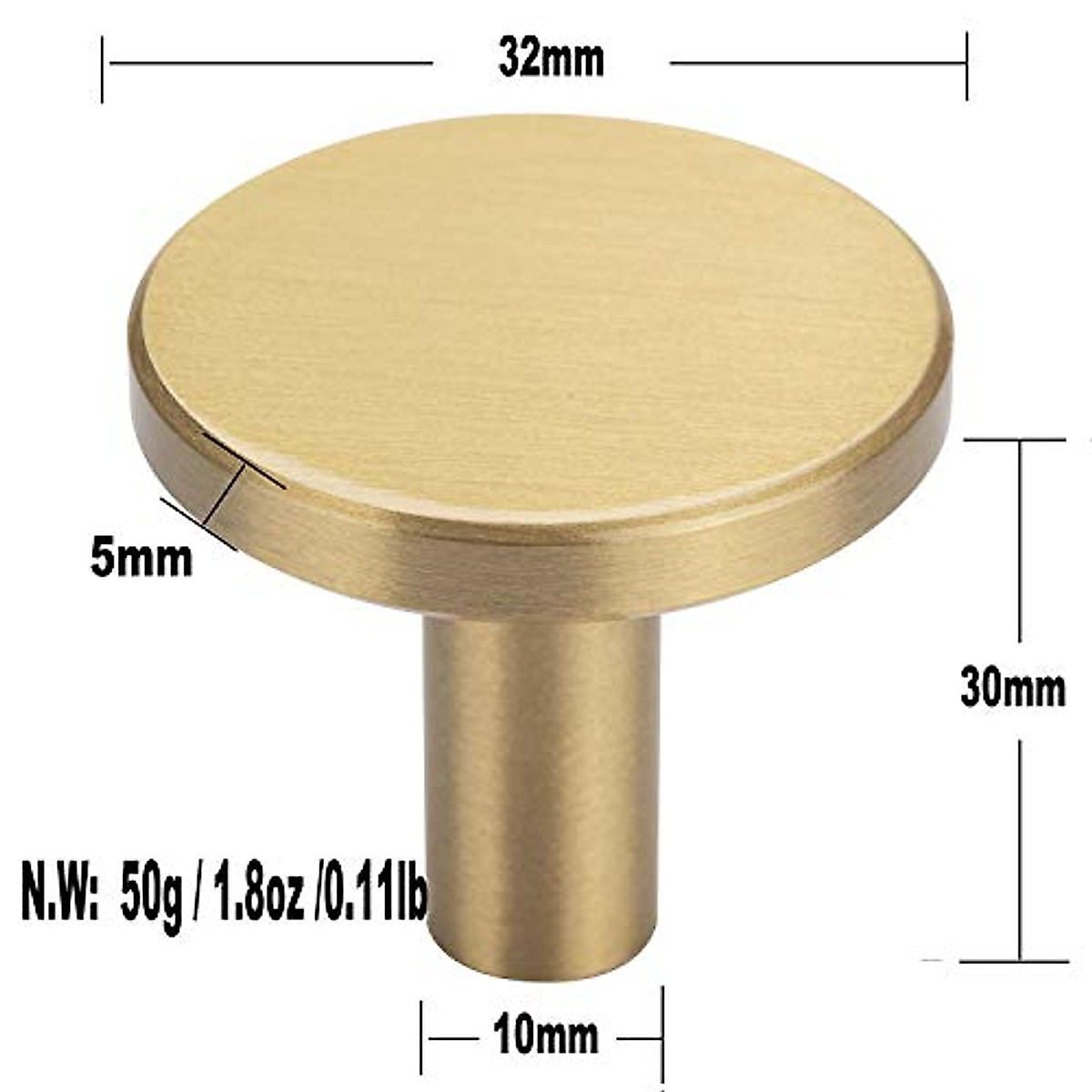 YANGQIHOME Pack of 4, Brushed Brass Decorative Wall Hooks, 32mm x 30mm, for Bathroom,Lavatory,Clothing Store, Hotel, Cafe,Hat,Towel Coat Hook Hangers Wall Mounted (Round)