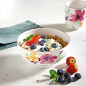 Villeroy & Boch Mariefleur Basic French Rice Bowl, 25 oz, Premium Porcelain, White/Multicolored