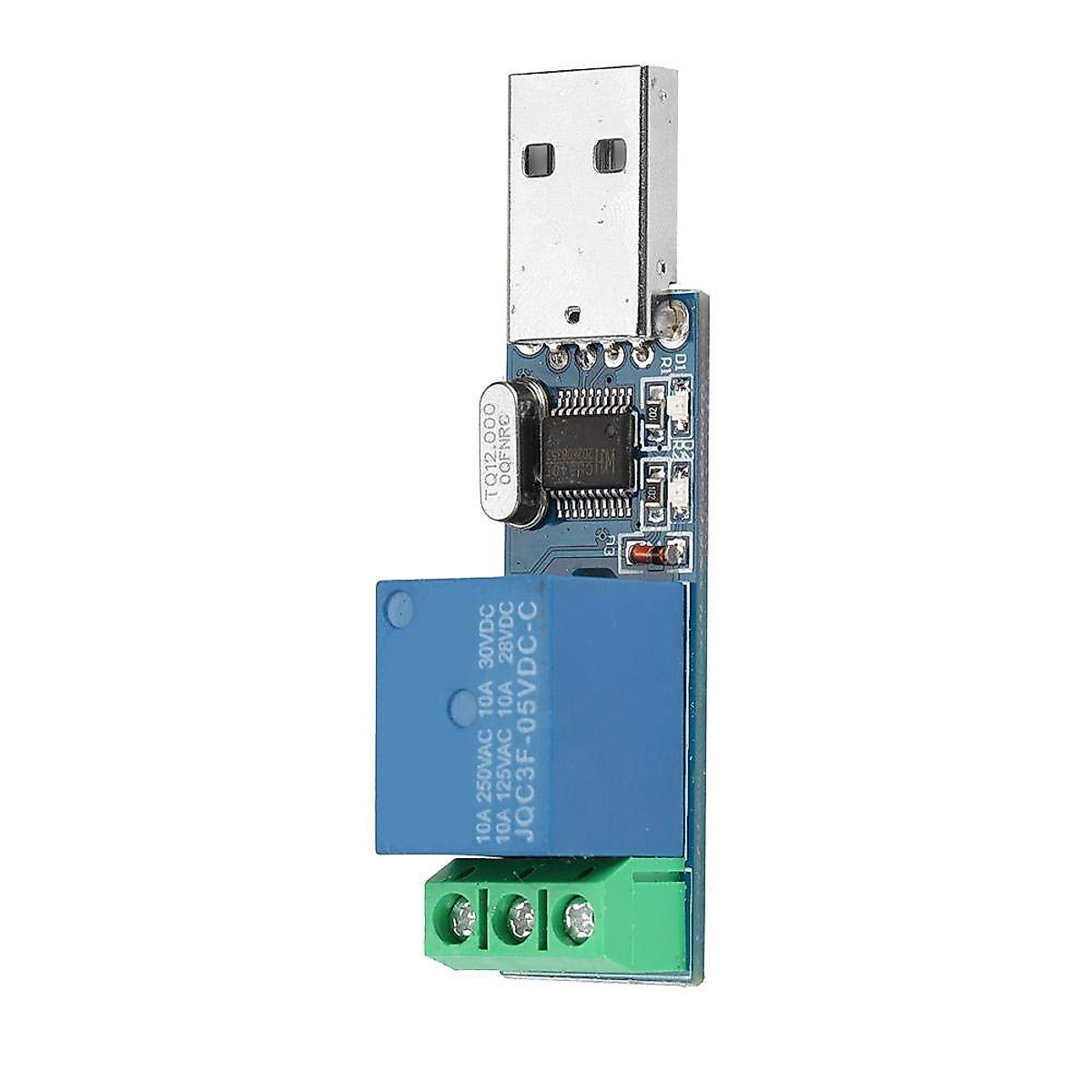 Liyeehao MCU PC USB Control Relay Board, High-Performance Microcontroller Chips, Manual Operation, USB Control Relay Module, Silver Contact, Mount, 1A, 3 Terminals, 1 Second Jog