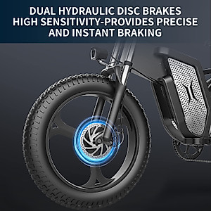 X20 Electric Bicycle, 20" 2000W Electric Bike for Adults, 48V 25AH Removable Battery, Up to 30 MPH, Snow Beach Mountain E-Bike with Dual Hydraulic Shock Absorber& Pedal Assist