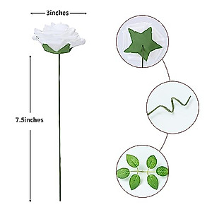 G-Lanthy Artificial Flowers, White Roses 30 Pcs Real Looking Fake Roses Artificial Foam Roses Decoration DIY for Wedding,Arrangements Party Home Decorations