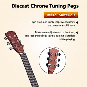 ADM Full Size Acoustic Electric Solid Top Guitar 41 Inch Cutaway Dreadnought Guitar Beginner Adults Kids Guitar with EQ, Built in Tuner, Mahogany