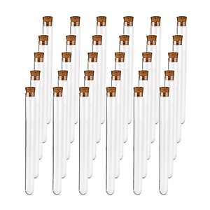 30 Covered Plastic Test Tubes - Small Plastic Tubes, 20ml Transparent Plastic Tubes with Cork Stoppers, Small Transparent Plastic Tube Containers for Solid and Liquid Storage (30, 16mm*150mm)
