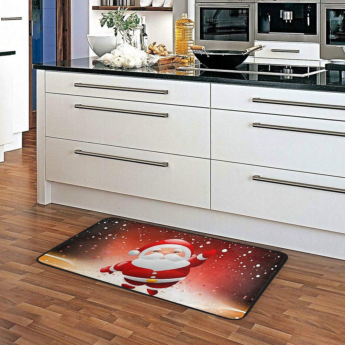 Kitchen Rugs Christmas Santa Claus Design Non-Slip Soft Kitchen Mats Bath Rug Runner Doormats Carpet for Home Decor, 39" X 20"