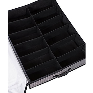 Internet's Best Under the Bed Shoe Storage Organizer - 12 Pair/Pockets - Zipper Closure Clear Cover - Grey