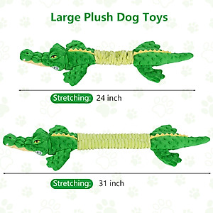 Large Squeaky Dog Toys, Interactive Puppy Toys with Crinkle Paper, Pull Tug of War Dog Toy, Plush Dog Chew Toys for Small, Medium, Large Breed