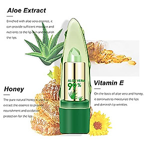 Ownest 3 Pcs Aloe Vera Lipstick, Magic Temperature Color Change Lipstick Lip Blam Moisturizing Long Lasting Lip Makeup, update packing Beauty