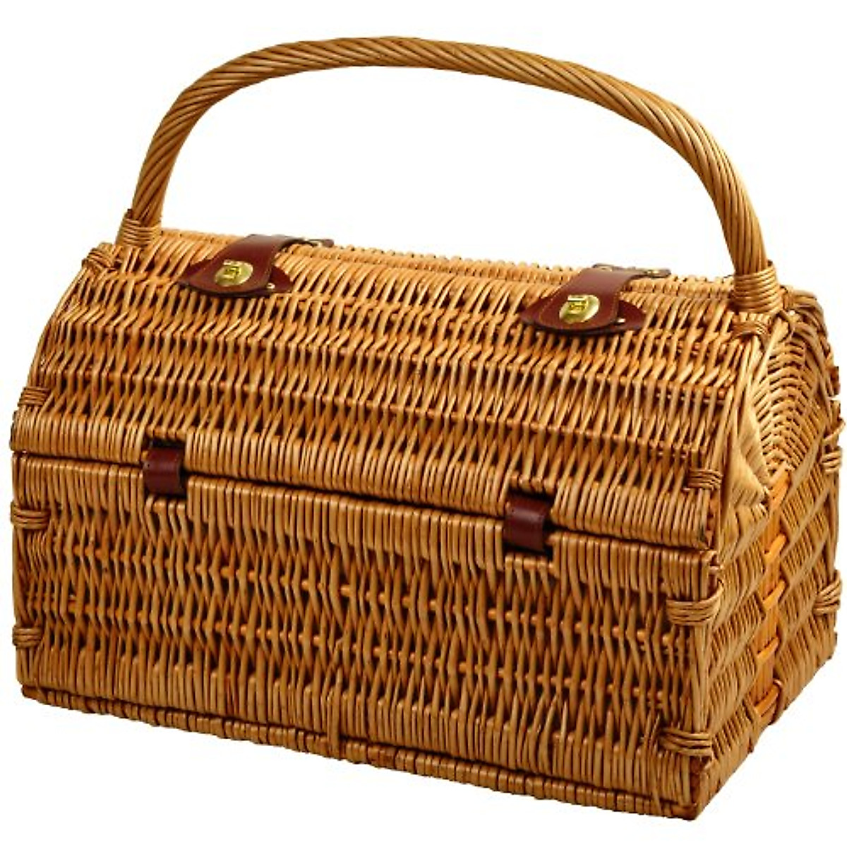 Picnic at Ascot Huntsman English-Style Willow Picnic Basket with Service for 2 and Blanket- Designed, Assembled & Quality Approved in the USA