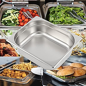 SHEUTSAN 3 Pack 1/2 Size x 4 Inches Deep, Silver Steam Table Pan 22 Gauge Stainless Steel, Anti-Clogging Hotel Catering Pan, Steam Table Water Pan for Restaurants, Hotels, Buffets