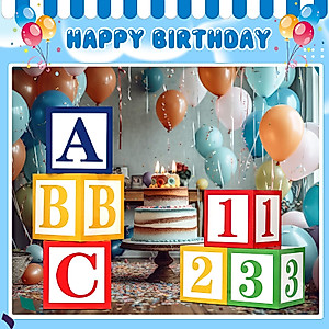 Letter Boxes for Party Celebration Supplies ABC Block Theme Decorations Balloon Alphabet for Back to School Graduation Birthday Baby Shower Toy Inspire Story Supply Nursery Game Favor Centerpieces