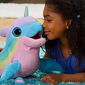 FurReal Wavy The Narwhal Interactive Animatronic Plush Toy, Electronic Pet, 80+ Sounds and Reactions, Rainbow Plush, Ages 4 and Up