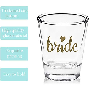 LADY & HOME Bride and Bride Squad Bachelorette Party Shot Glasses-2.5oz,Set of 10,1 Bride and 9 Bride Squad Shot Glasses,Perfect Bridesmaid Gifts for Women and Bachelorette Party Favors (Squad)