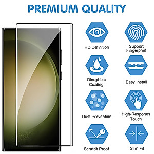 Arshek 3 Pack Galaxy S23 Ultra Screen Protector, HD Clear Tempered Glass, Fingerprint Unlock, 3D Curved, Scratch Resistant, Bubble-Free for Samsung Galaxy S23 Ultra 5G Glass Screen Protector