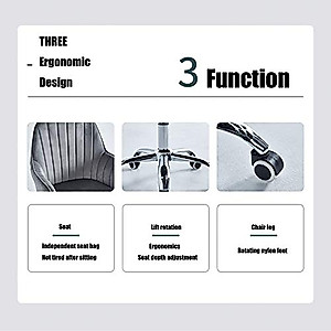 ECBETCR Chair Desk Chair Swivel Ergonomic Grey Home Velvet Swivel Office Chair with Armrest Modern Ergonomic Computer Desk Chair Task Chair