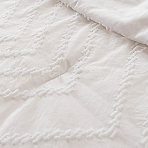 SLEEPBELLA Queen Comforter Set - White Tufted Bedding - Lightweight & Fluffy All-Season Comforter for Queen Bed (90x90In Comforter & 2 Pillowcases)