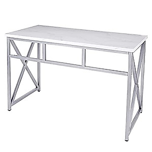 Coral Flower Modern & Contemporary Wriitng Desk with Durable Scratch-resistant Laminate Surface and Silver Metal Frame.