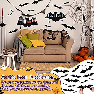 Wood Gothic Home Decor 2 Sets Wood Bat Shelf with 28 Pieces Plastic Bat Wall Stickers Wooden Bat Floating Shelves with Screws Wood Halloween Christmas Display Shelves Wall Decor Halloween Wall Decals