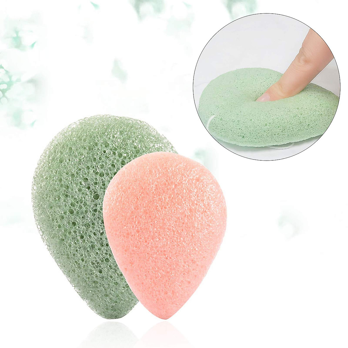 6 Pack Natural Konjac Facial Sponges, findTop 6 Colors Konjac Facial Sponges for Gentle Face Cleansing and Exfoliation