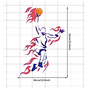 WOYINIS Removable Basketball Dunk Wall Decals Sports Player Silhouette Wall Stickers Peel & Stick Basketball Wall Decor for Teens Boys Room Living Room Classroom Playroom Wall Decoration