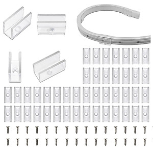 Lucienstar Neon Rope Light Mounting Brackets, 100PCS Neon Lights Install Fixing Clips Accessories for 6x12mm Silicone LED Neon Flex Strip Lighting, Neon Signs DIY(100 Screws, 100 Clips)