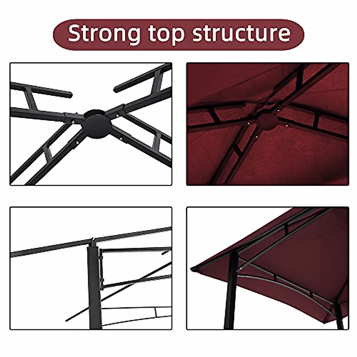 Grill Gazebo,8 x 5 Ft Outdoor Shelter Tent,Double Tier Soft Top Canopy and Steel Frame with Hook and Bar Counters (Burgundy)