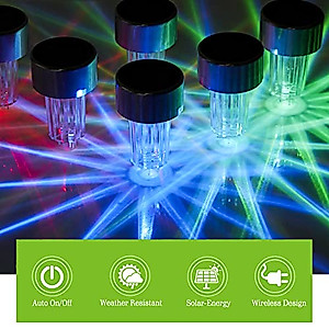 Solar Lights Outdoor Christmas, 12Pack Stainless Steel LED Landscape Pathway Lights Solar Powered, Solar Garden Lights for Pathway Driveway Yard & Lawn - Multicolor