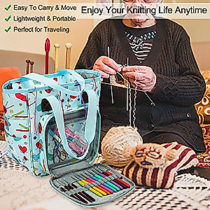 Coopay Knitting Bag Yarn Storage Organizer, Portable Knitting Tote Basket Yarn Bags for Crochet Hooks, Crocheting Kit, Knitting Needles, Yarn Balls, Project & Sewing Supplies - No Accessories (Blue)