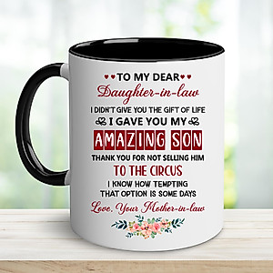 PENHAL Daughter In Law Gifts - Christmas Mug For Daughter In Law - To My Dear Daughter-In-Law Mug - Funny Gifts For Daughter In Law From Mother In Law, Father In Law - Mothers Day, Birthday Gifts Box