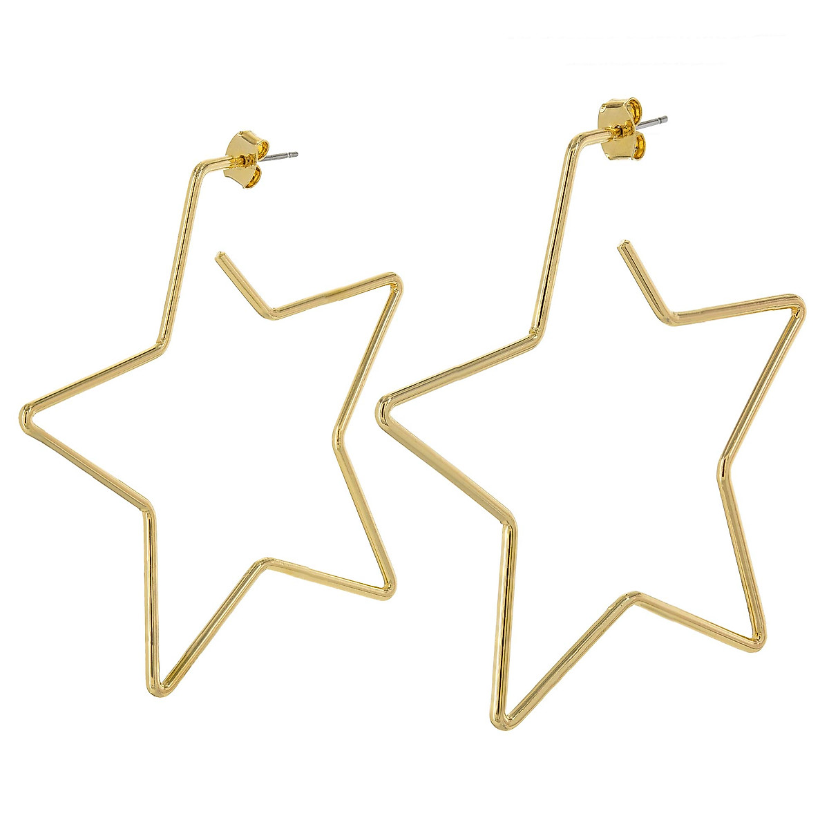 And Lovely 14K Gold Dipped Star Earrings - Statement Hoop Earrings - Drop Dangle Earrings (Gold Star Hoop)