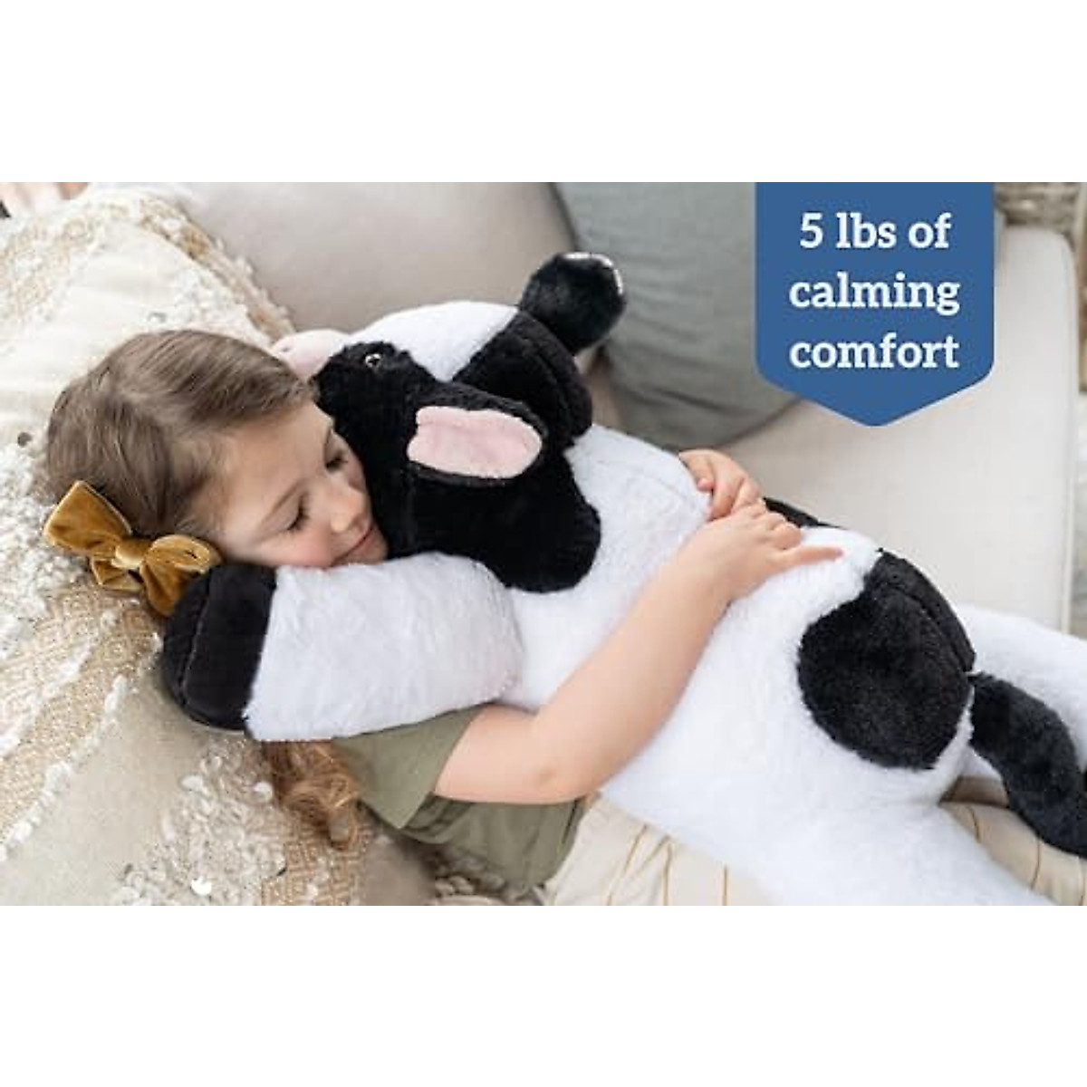 CalmQuest 28in 5lb Weighted Stuffed Animal Cow - Large Weighted Stuffed Animals for Adults, Teens, and Kids
