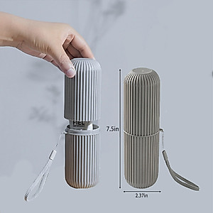 Travel Toothbrush Case, 7.6'' Long Plastic Toothbrush Storage Portable Toothbrush Toothpaste Container ToothBrushes Box Packed for Personal Oral Care Used in Business, Travel, Outdoors Use. (Grey)