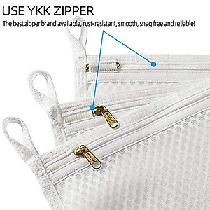 TENRAI 3 Pack (3 S) Delicates Laundry Bags, Socks Fine Mesh Wash Bag for Underwear, Lingerie, Bra, Boxer, Use YKK Zipper, Have Hanger Loops Small Openings (S Grade, QS)