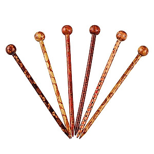 6 Pieces Wood Hair Sticks Japanese Hair Chopsticks for Hair Pins for Women Long Handmade Craft 13cm