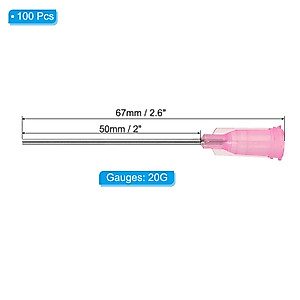 PATIKIL Blunt Tip Dispensing Needles 2 Inch, 100 Pcs 20G Industrial Liquid Dispenser Needle with Lure Lock for Refilling Liquid Inks Adhesive Glue